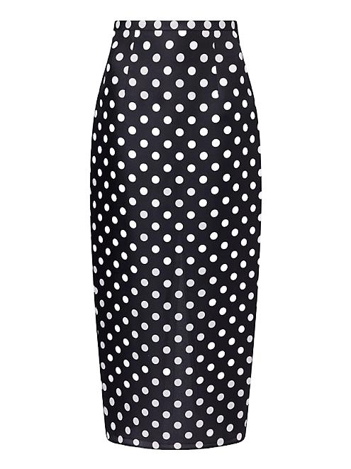 KHAITE Winton Polka-Dot Silk Pencil Maxi Skirt